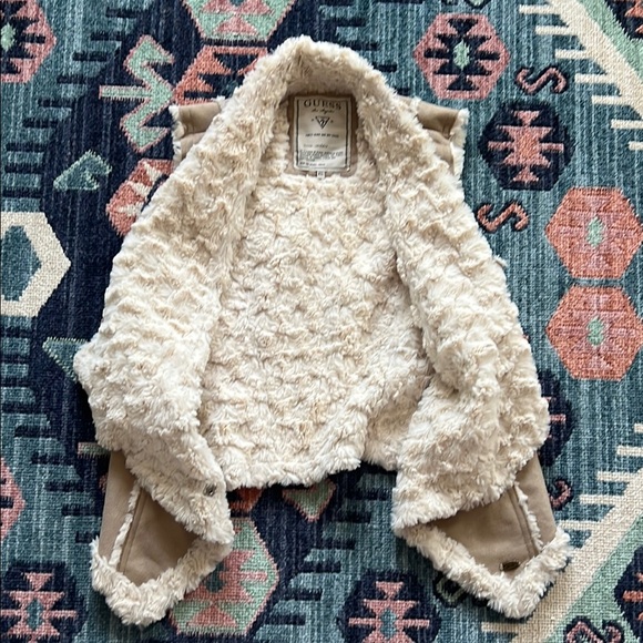 Guess | Jackets & Coats | Guess Beige Fuzzy Jacket | Poshmark